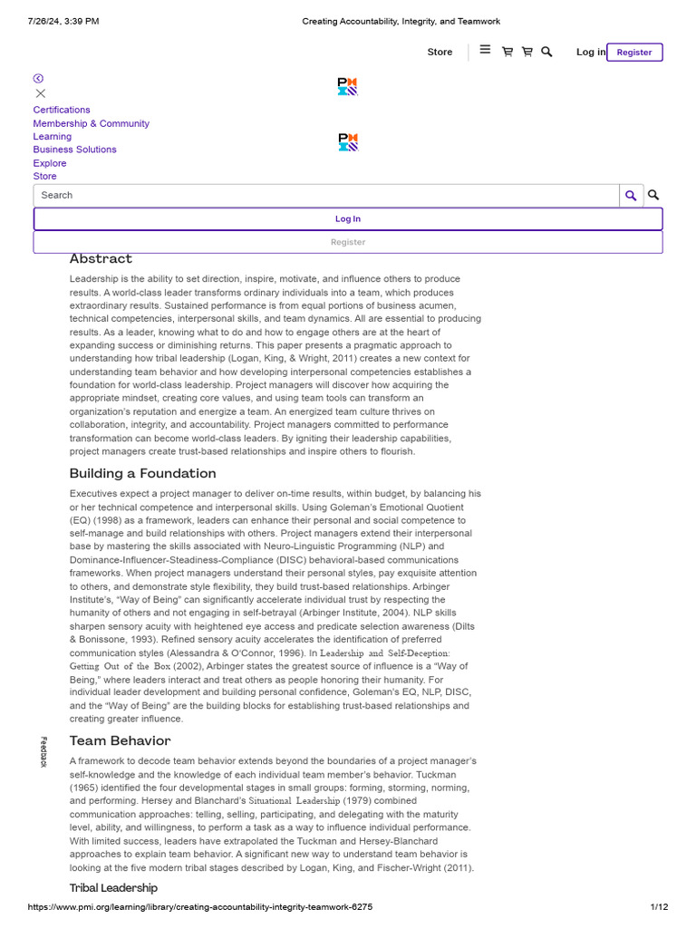 Creating Accountability, Integrity, And Teamwork | PDF | Leadership ...