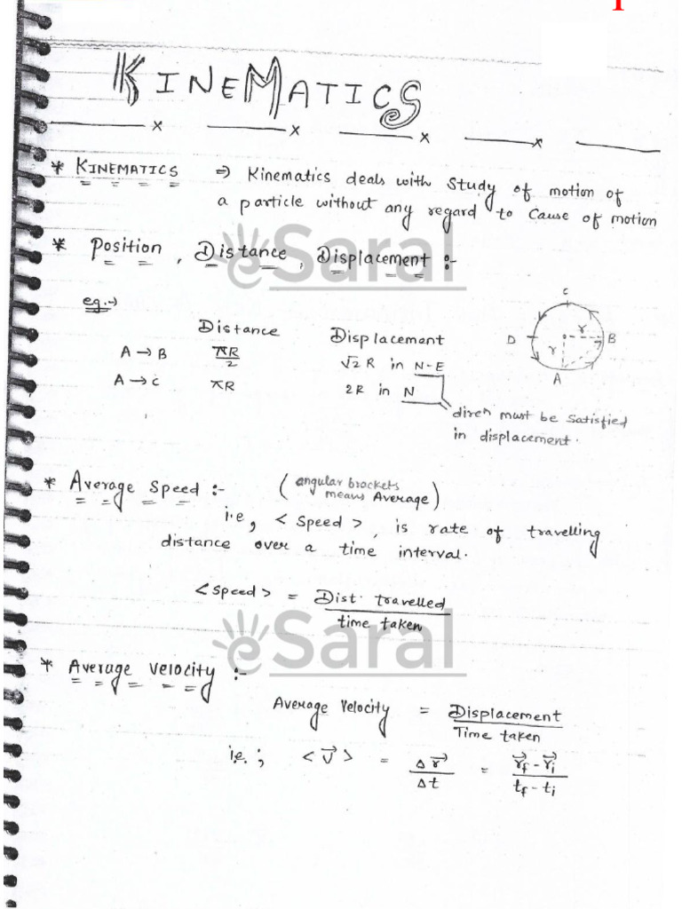 Kinematics 1D class note | PDF