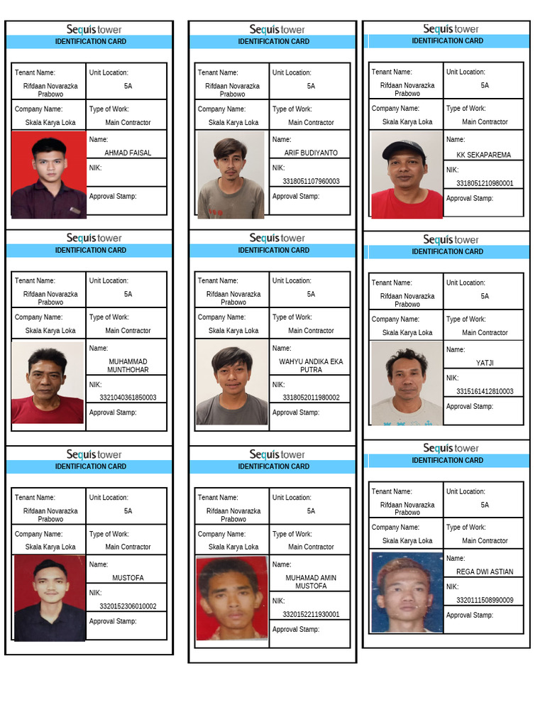 Tenant Identification Cards - Skala Karya Loka | PDF | Computer Access ...