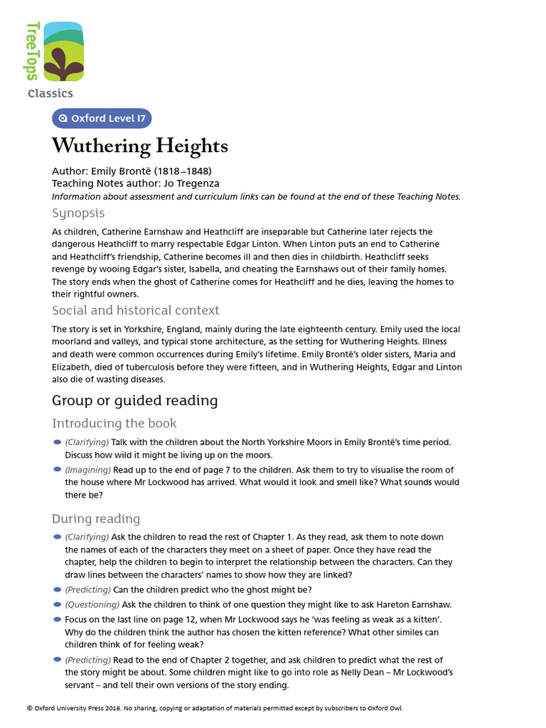 Teaching Wuthering Heights: Activities Guide | PDF | Wuthering Heights ...