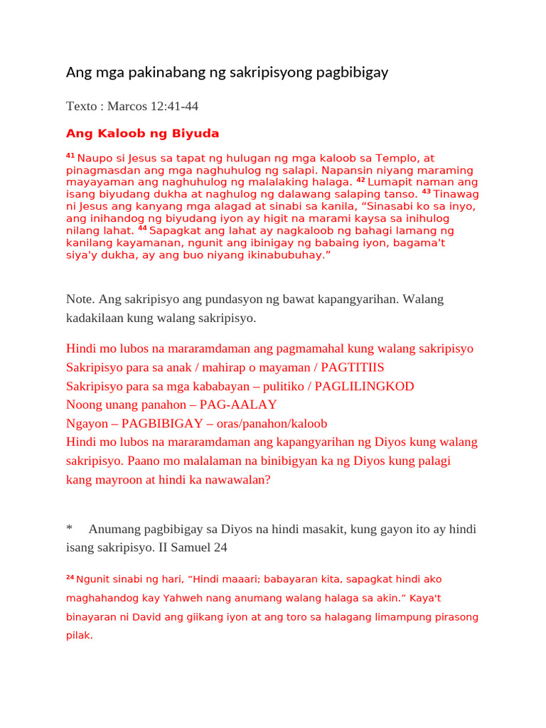 Sacrificial Giving | PDF
