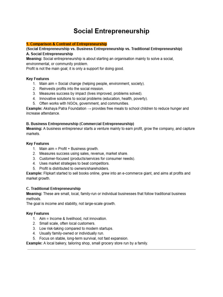 Social Entrepreneurship Explained: Key Models | PDF | Social ...