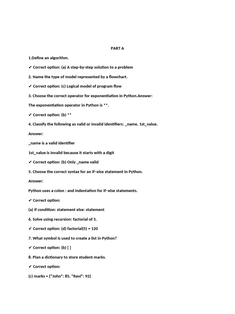 Python Key Answer | PDF | Control Flow | Variable (Computer Science)