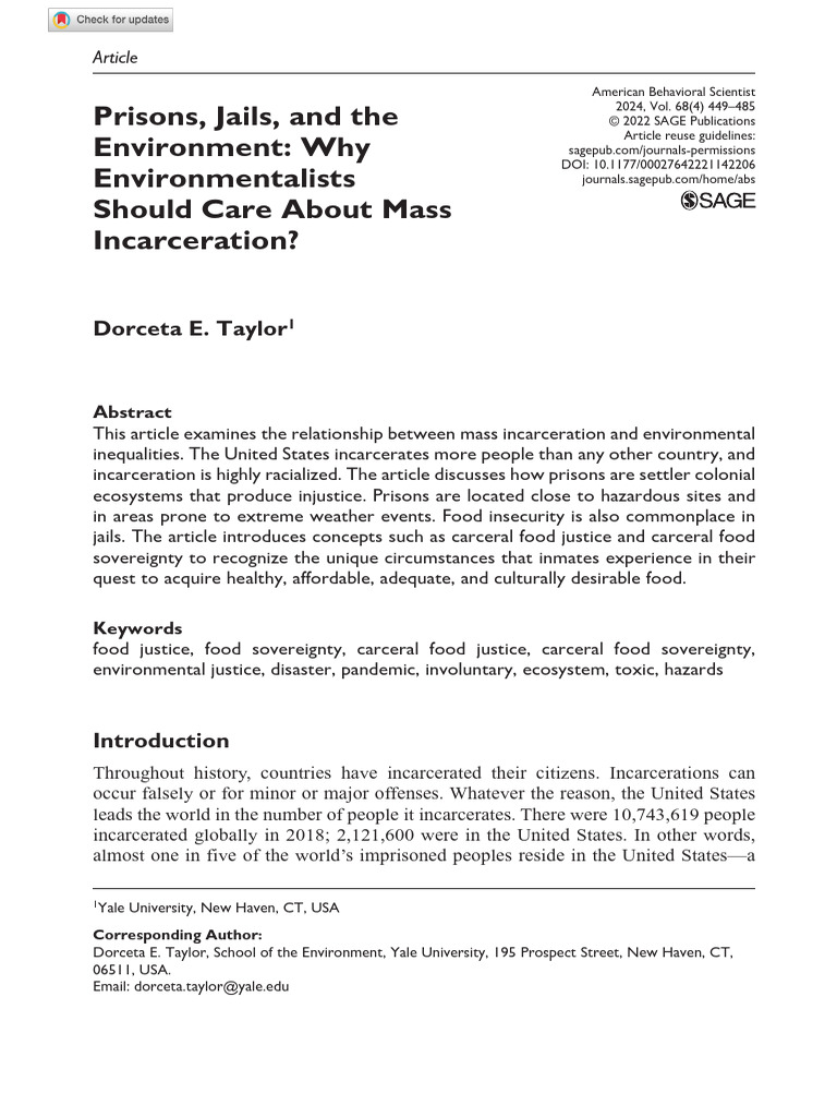 Environmental Justice and Mass Incarceration | PDF | Incarceration In ...