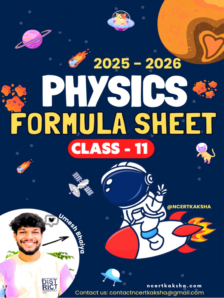Class 11 Physics Formulas Sheets | PDF