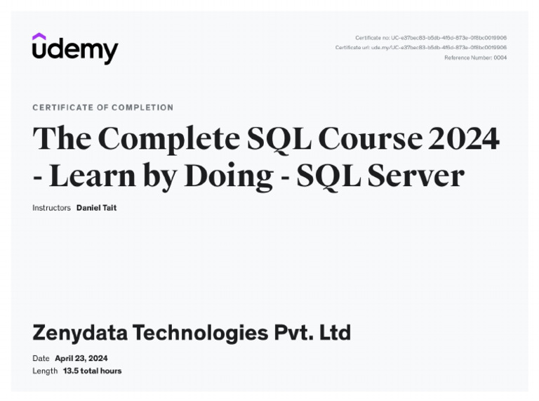SQL Certificate | PDF