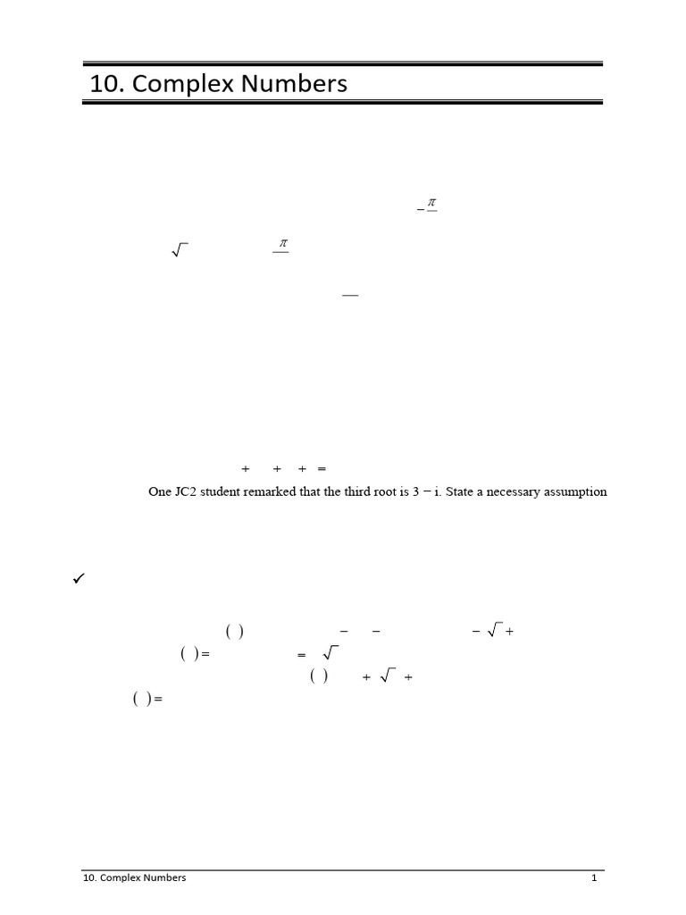 10. Complex Numbers | PDF | Complex Number | Zero Of A Function