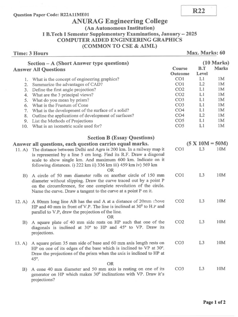 Drawing Question Papers | PDF