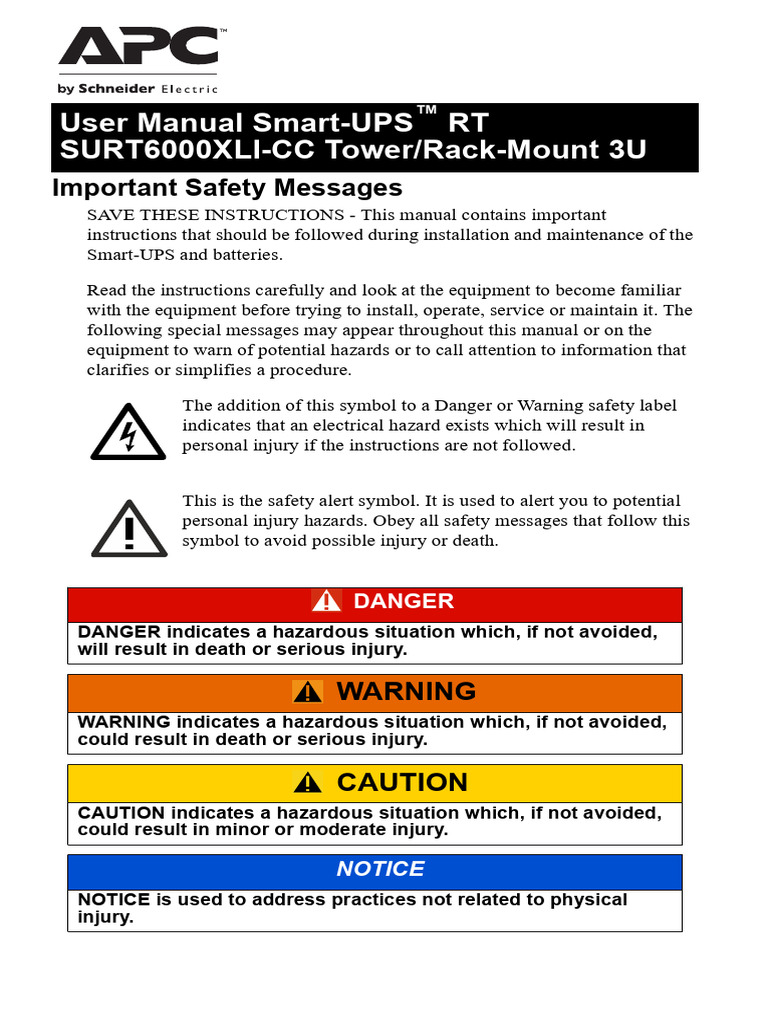 Smart-UPS RT Safety and Installation Guide | PDF | Legal Liability ...