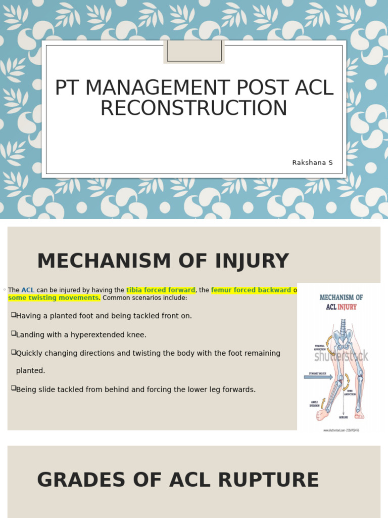 ACL Reconstruction: Diagnosis & Rehab Guide | PDF | Knee ...