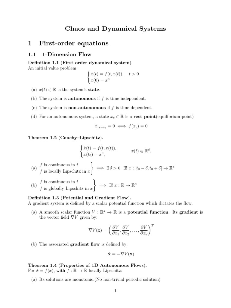 First-Order Dynamical Systems Overview | PDF | Eigenvalues And ...