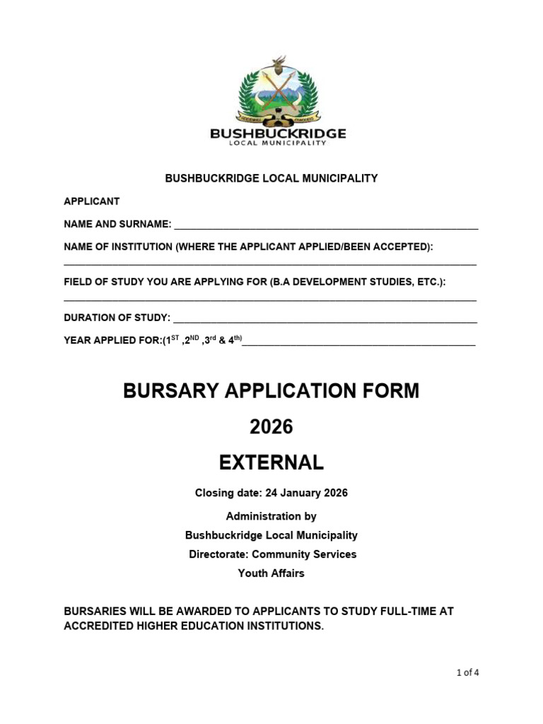 Bursary Application FORM 2026 | PDF | Identity Document