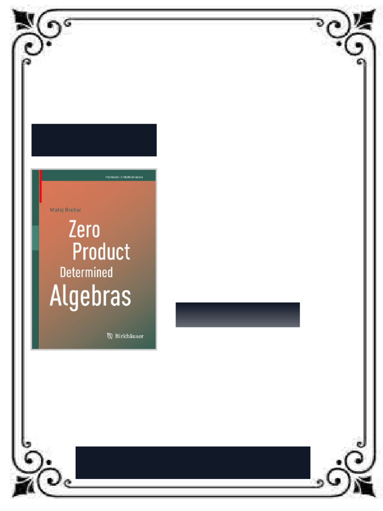 Zero Product Determined Algebras Frontiers in Mathematics 1st Edition ...