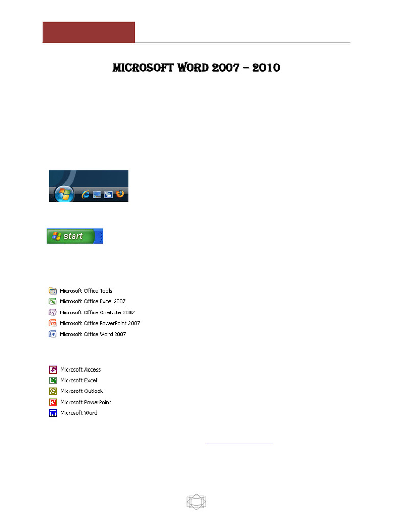 Microsoft Word 2007-2010-Pdfver | PDF | Computer Keyboard | Microsoft Word