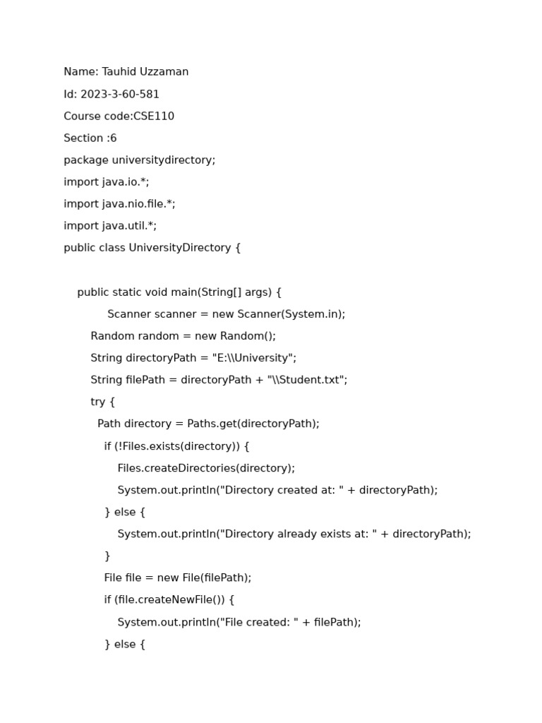 University Student Directory Program | PDF | Software | Computer ...