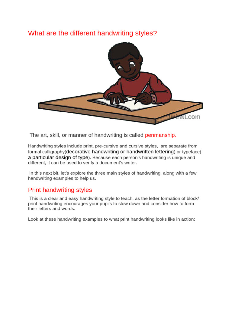 Types of Handwriting Styles Explained | PDF | Typography | Western ...