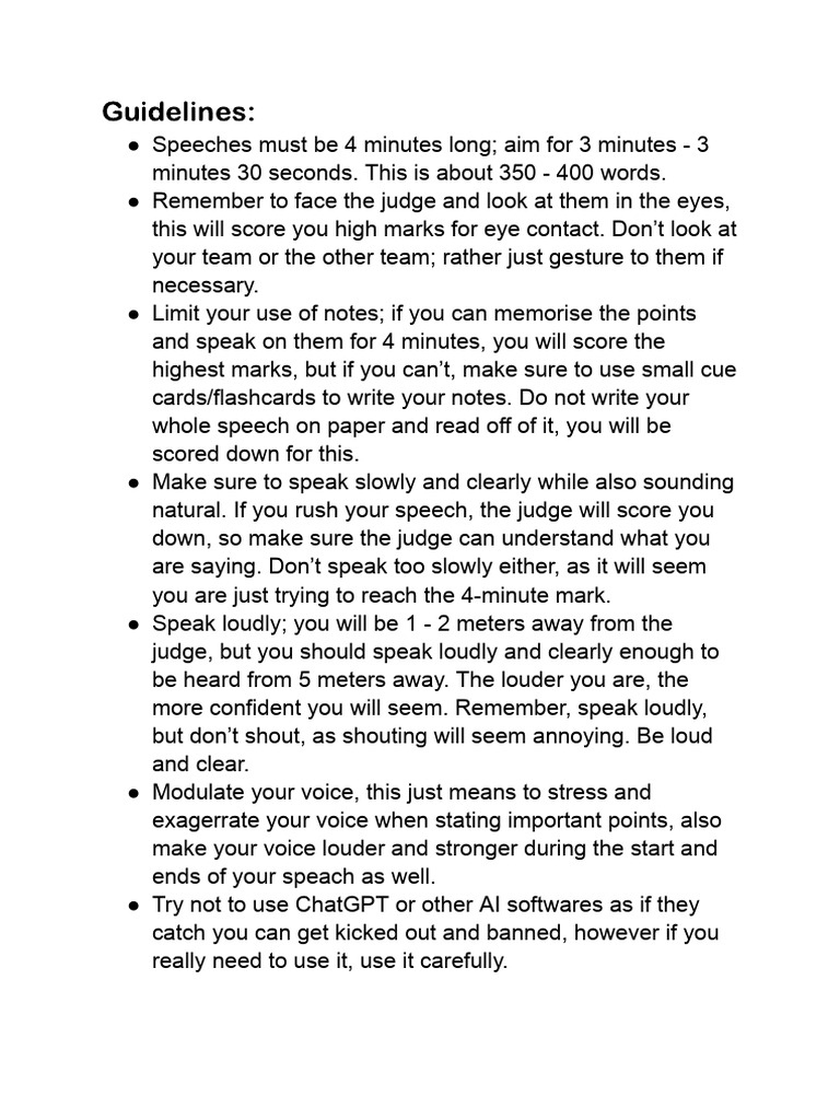 Debate Speech Preparation Guidelines | PDF | Human Communication