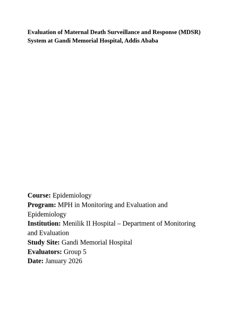 Maternal Death Survielance System in Ethiopia | PDF | Maternal Death ...