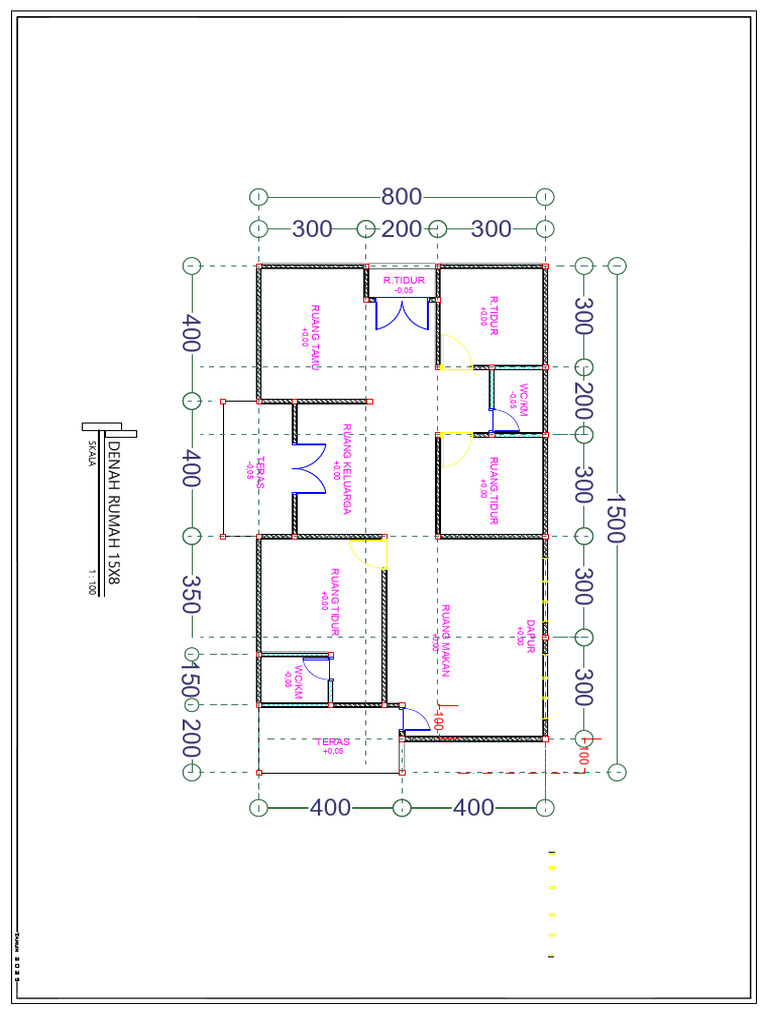 Denah Rumah 15x8 Skala 1:100 | PDF