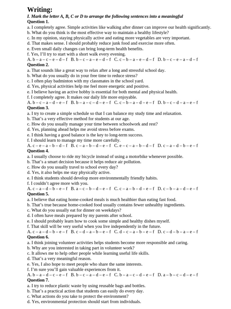 Sentence Arrangement and Grammar Exercises | PDF