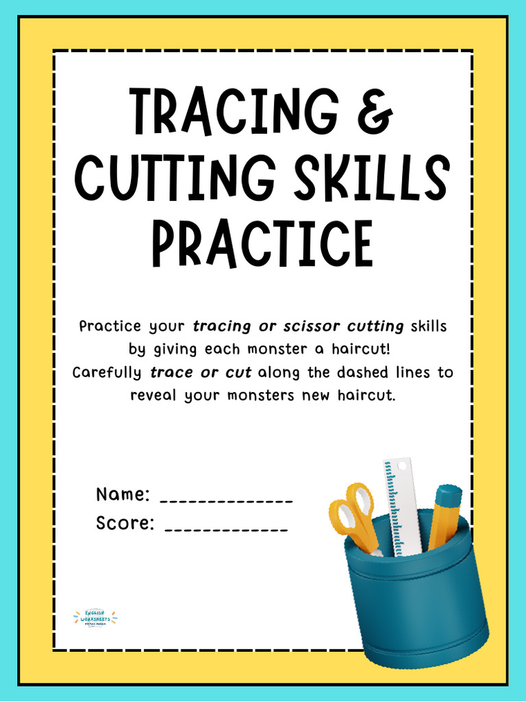 Monster Haircut Tracing & Cutting Practice | PDF