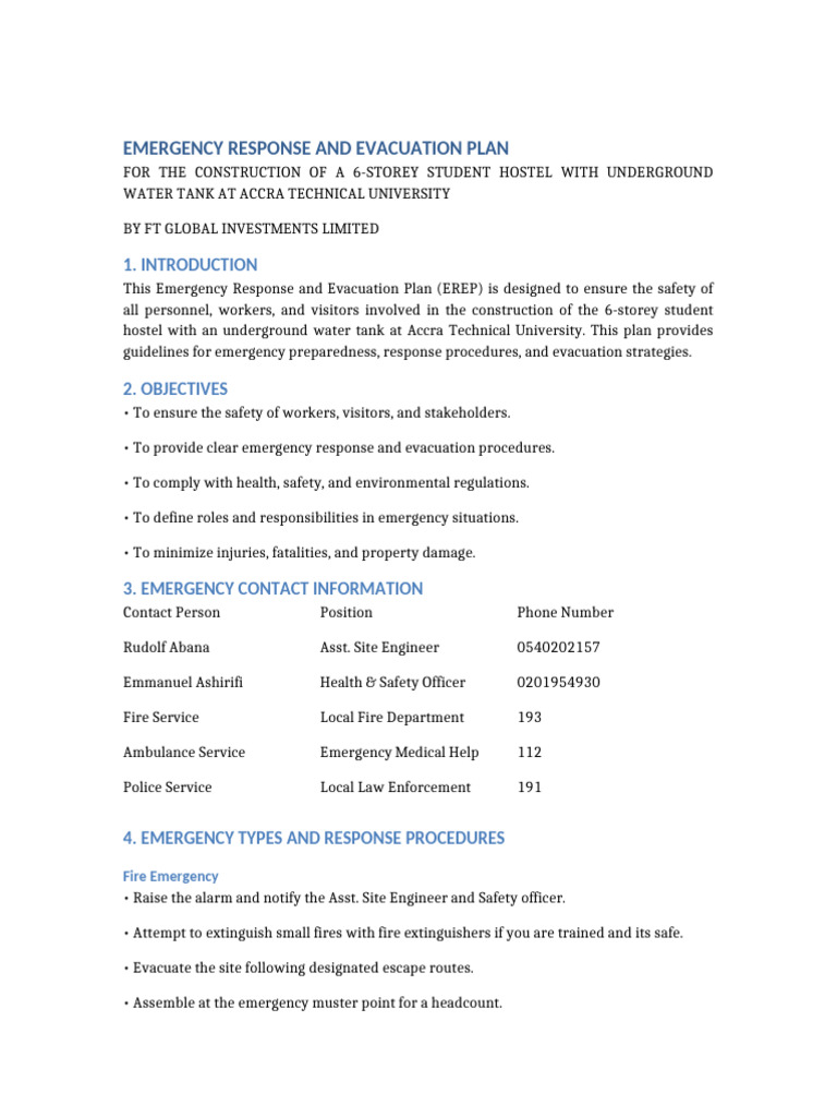 Emergency Response Evacuation Plan | PDF | Emergency | Emergency Evacuation