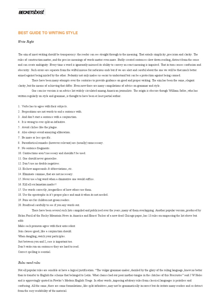 Best Guide To Writing Style: Write Right | PDF | Syntax | Style (Fiction)