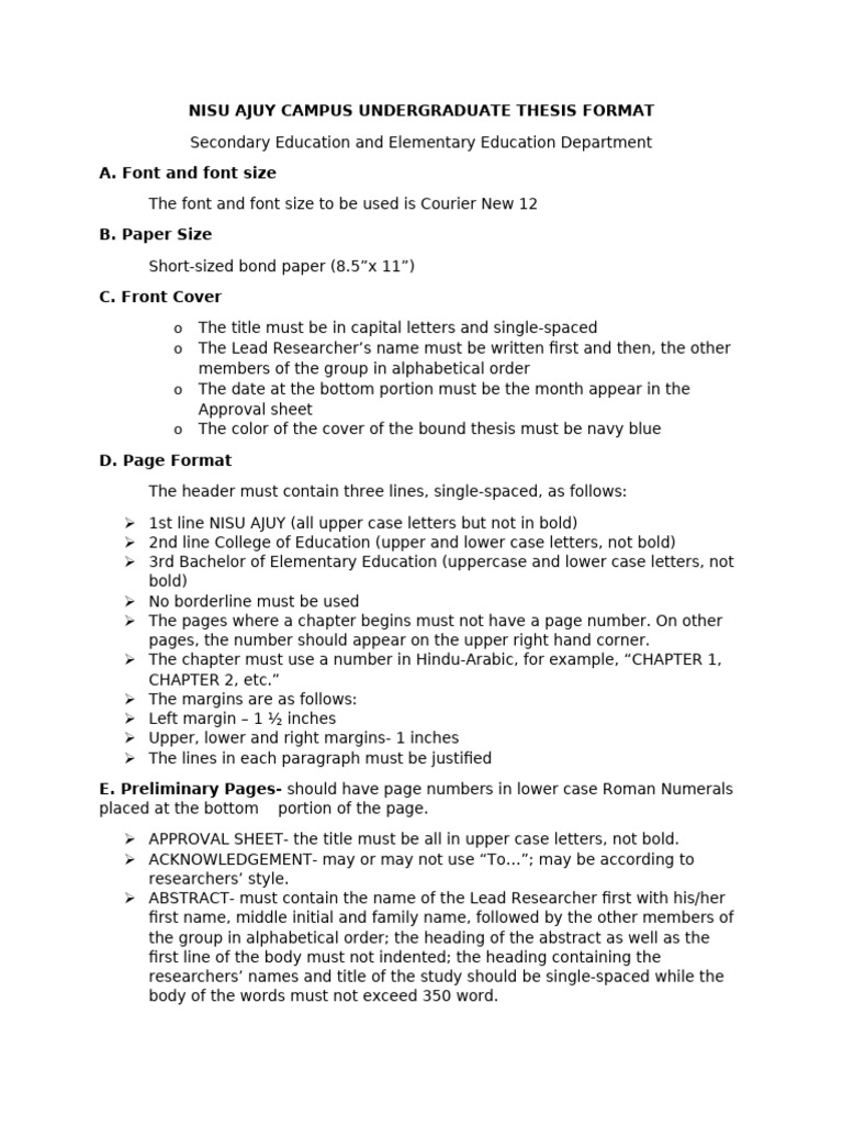NISU-AJUY-CAMPUS-UNDERGRADUATE-THESIS-FORMAT | PDF | Letter Case ...