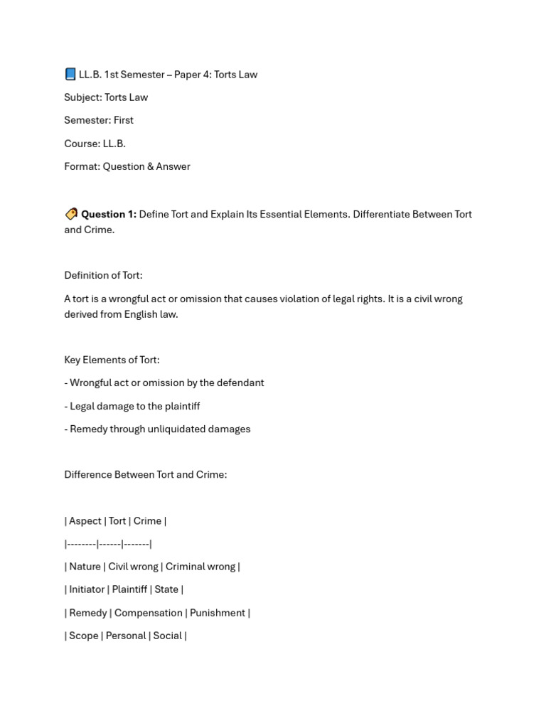 Q and A Torts English | PDF