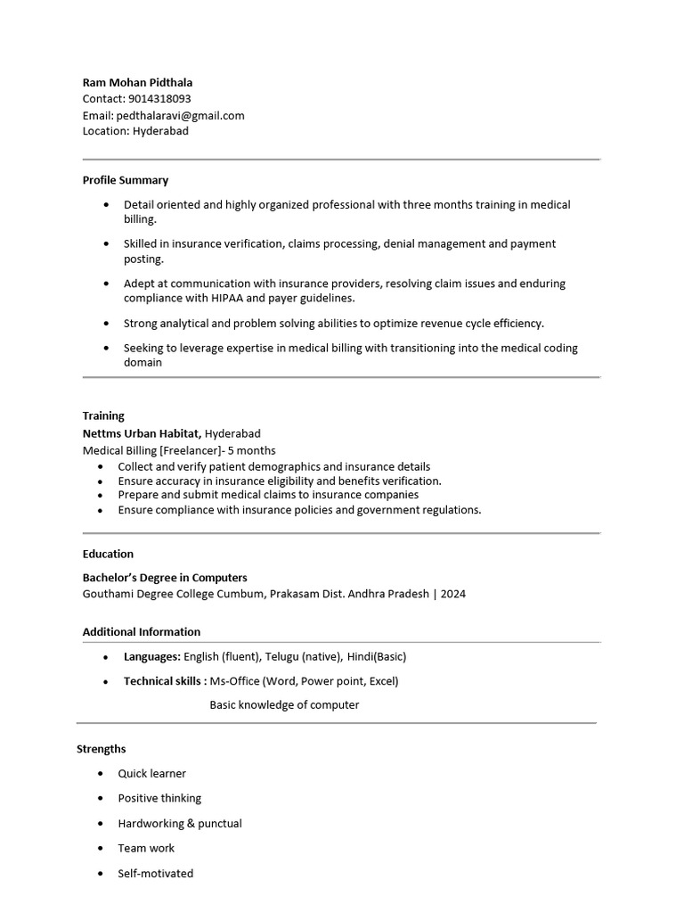Medical Billing Specialist Profile | PDF