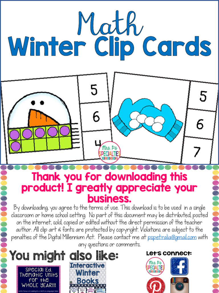 Tens Frame Winter Clip Cards | PDF