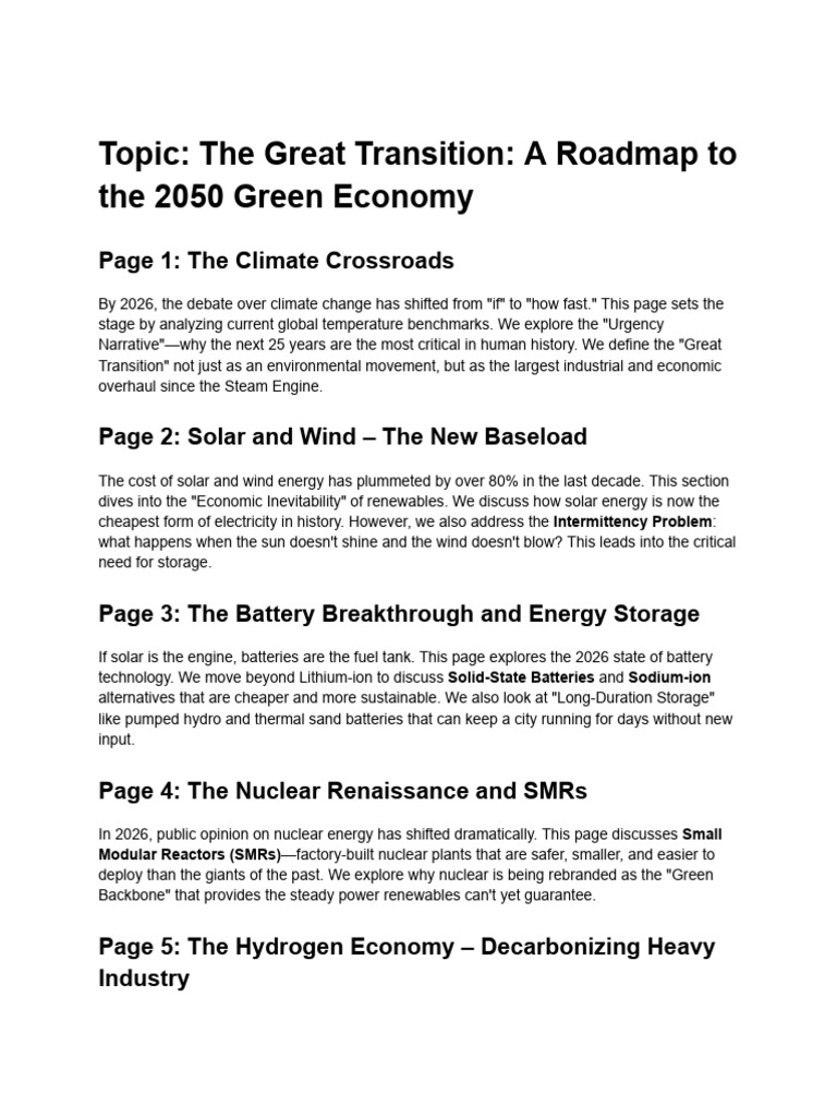 Roadmap to 2050 Green Economy Transition | PDF | Renewable Energy ...