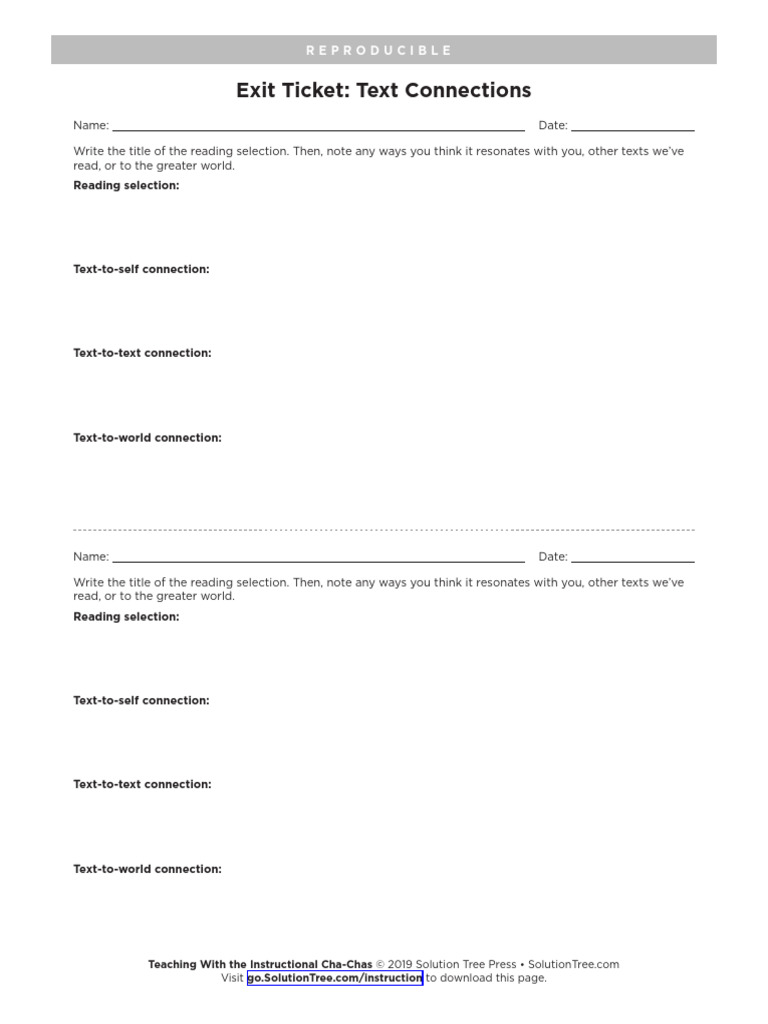 Exit Ticket Text Connections | PDF