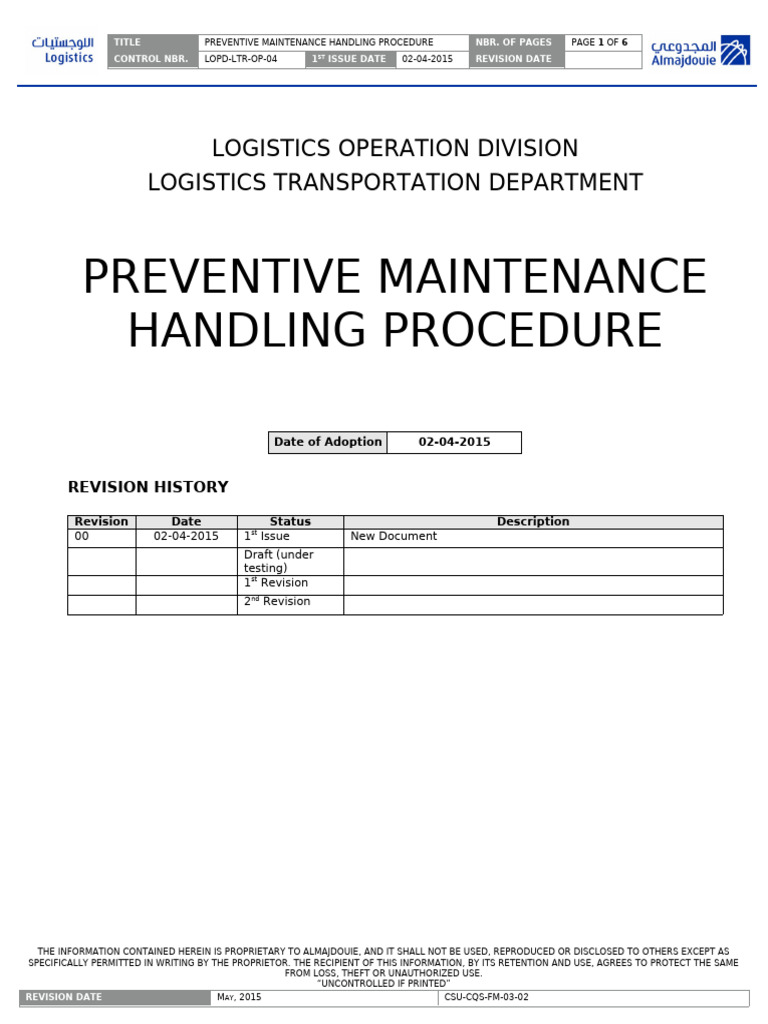 Preventive Maintenance Procedure Guide | PDF