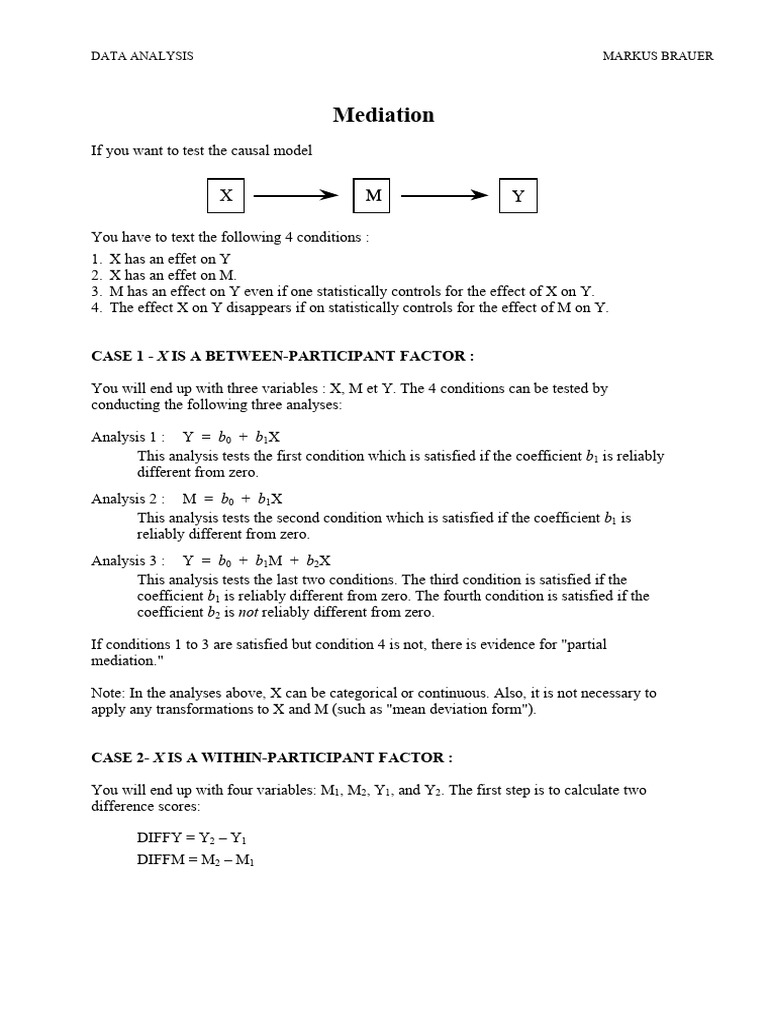 Mediation Markus Brauer | PDF | Student's T Test | Errors And Residuals