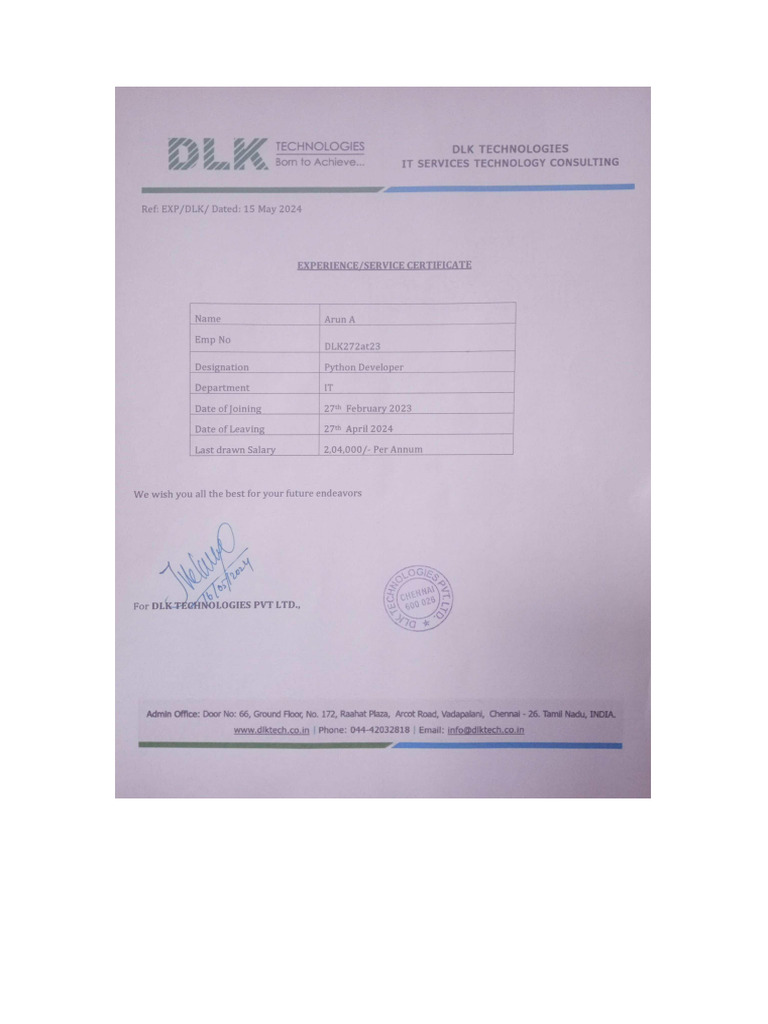 Dlk Certificate | PDF