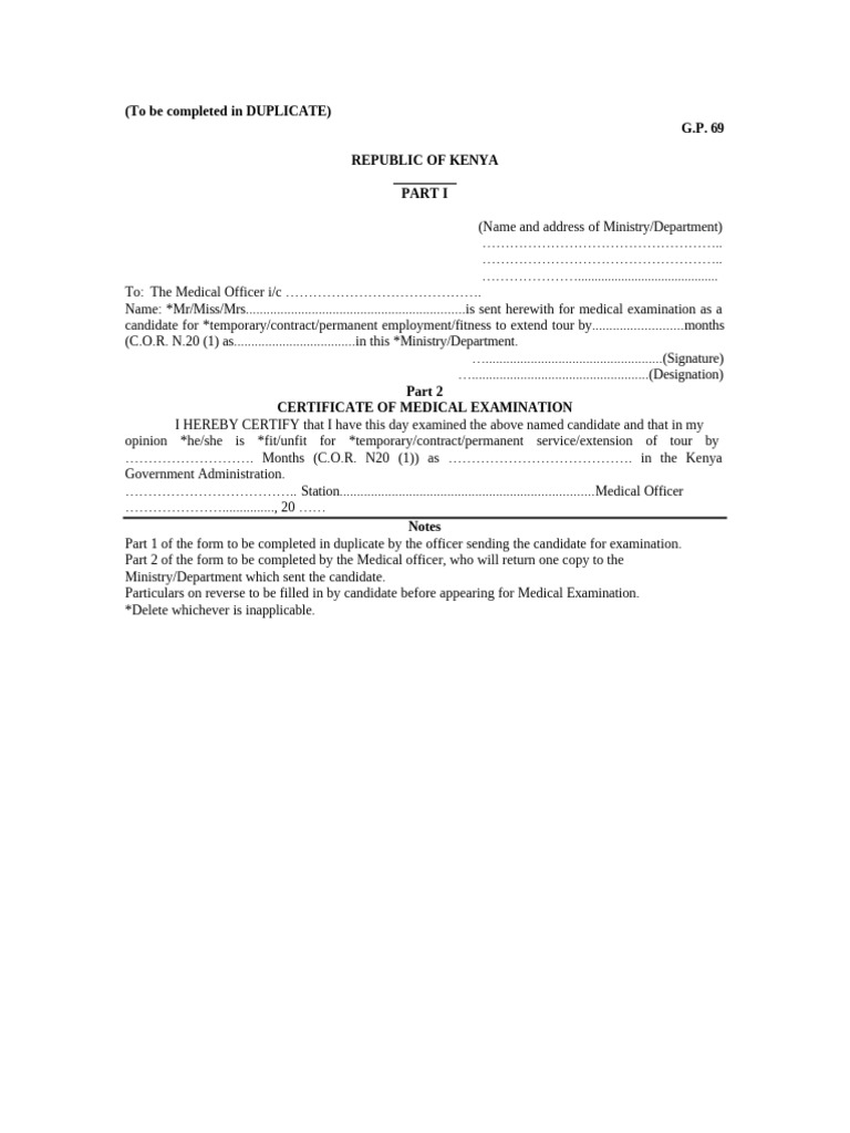 GP 69 MEDICAL FORM | PDF | Medical Specialties | Health Sciences