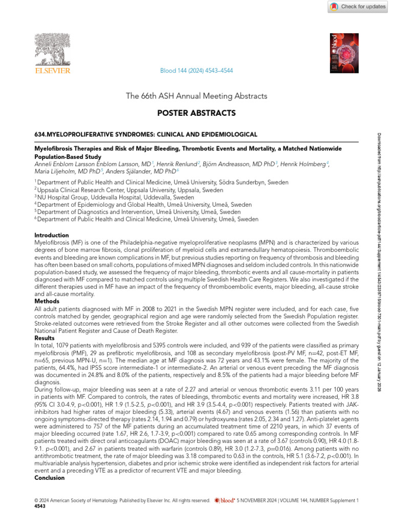 2. Myelo Brosis Therapies and Risk of Major Bleeding, Thrombotic Events ...