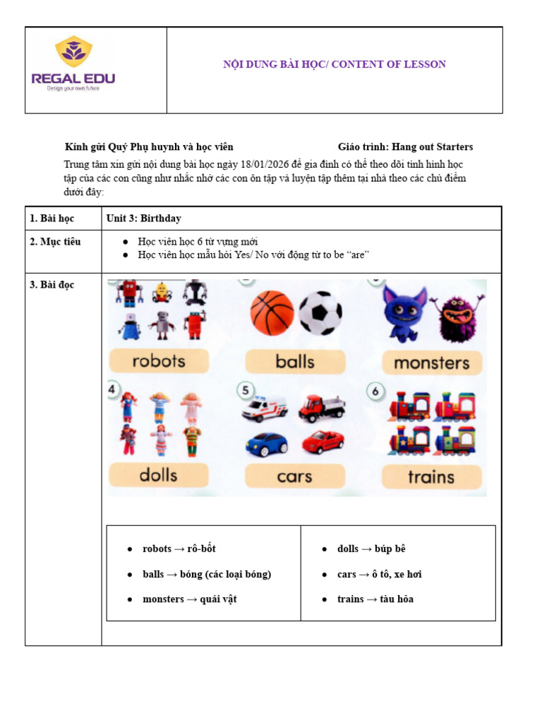Period 20_nội Dung Bài Học Dho_kidsa_19 18-01-2026 | PDF