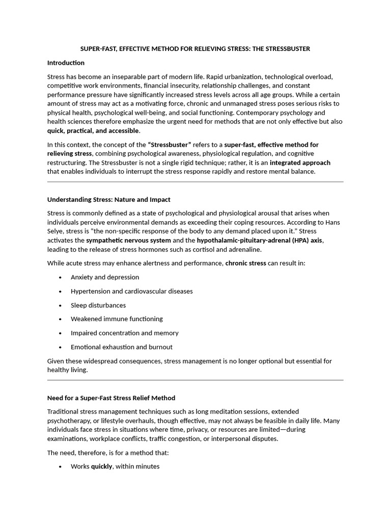 SUPER-FAST, EFFECTIVE METHOD FOR RELIEVING STRESS - THE STRESSBUSTER ...