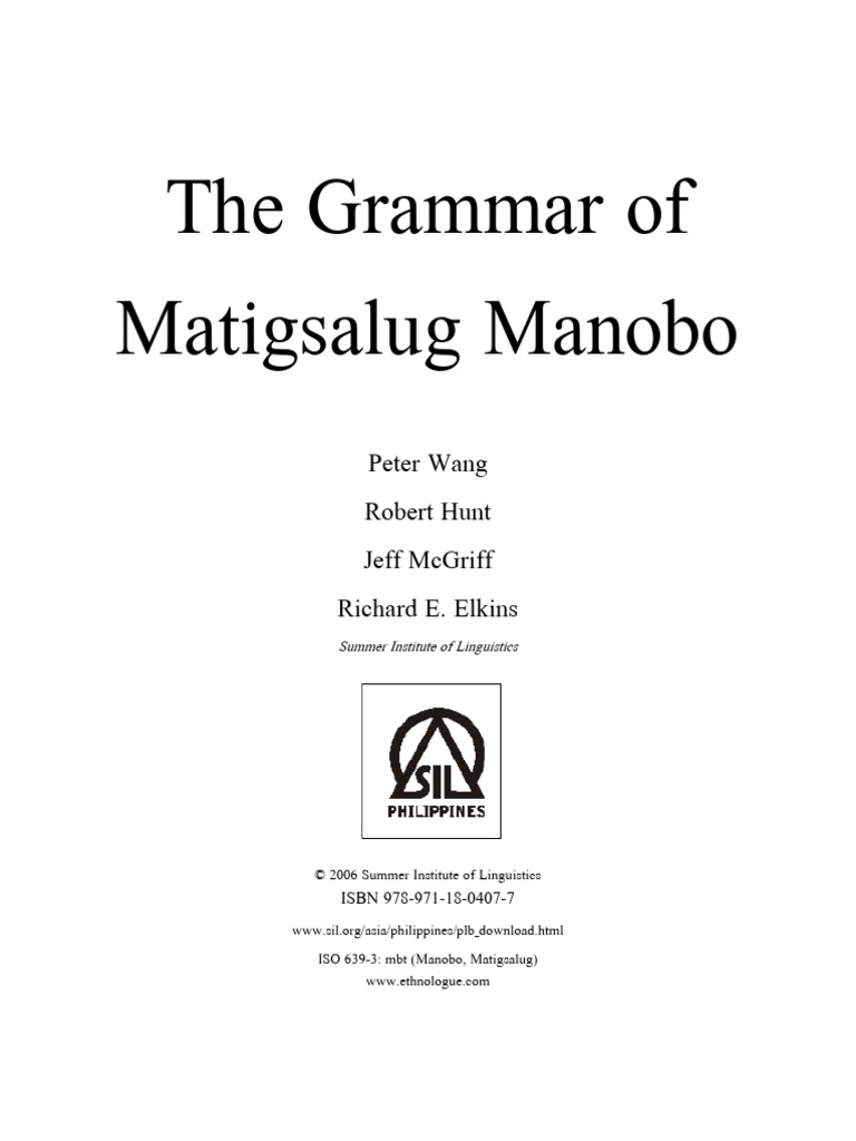 Grammar Guide for Matigsalug Manobo | PDF | Adverb | Noun