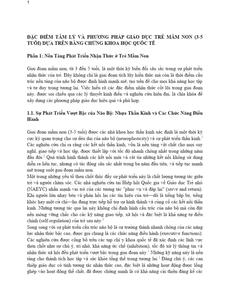 Đặc điểm tâm lý và giảng dạy mầm non | PDF