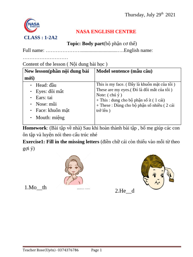 1-2a2-Body Part 1 | PDF
