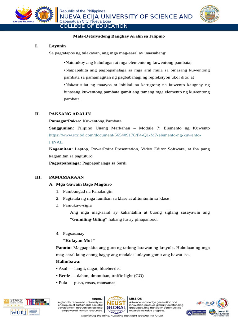 Lesson Plan Fil Kuwentongpambata | PDF