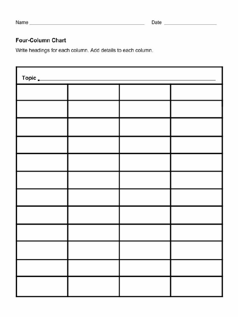 Blank Charts With 4 Columns | PDF