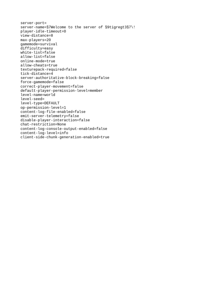 Minecraft Server Configuration Settings | PDF