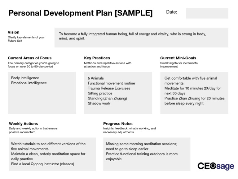 Personal Development Plan Template | PDF