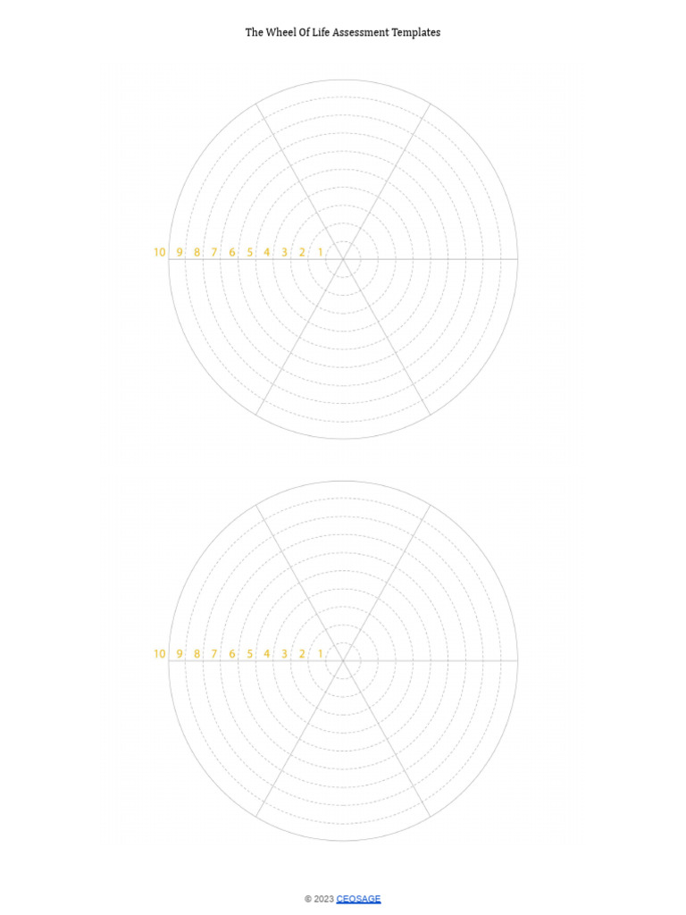 Wheel of Life Assessment Blank Templates CEOSAGE | PDF