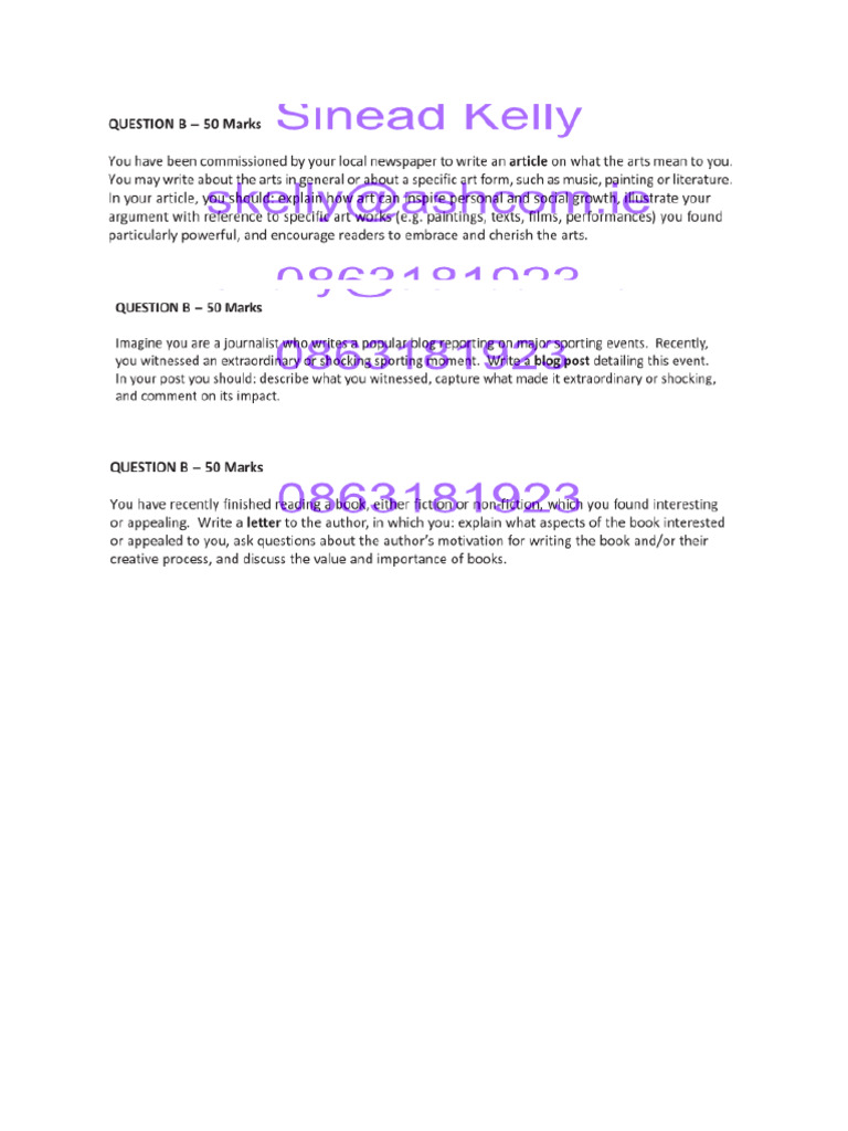 DEB LC HL Mock Papers English 2026 | PDF
