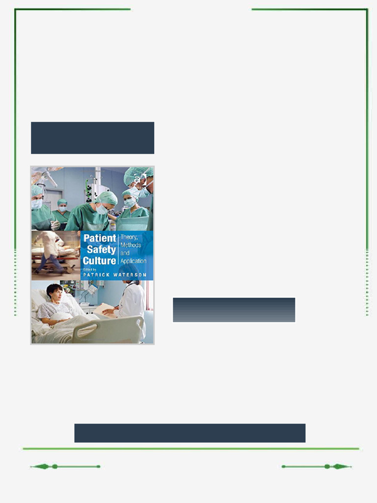 Patient Safety Culture Theory Methods and Application 1st Edition ...